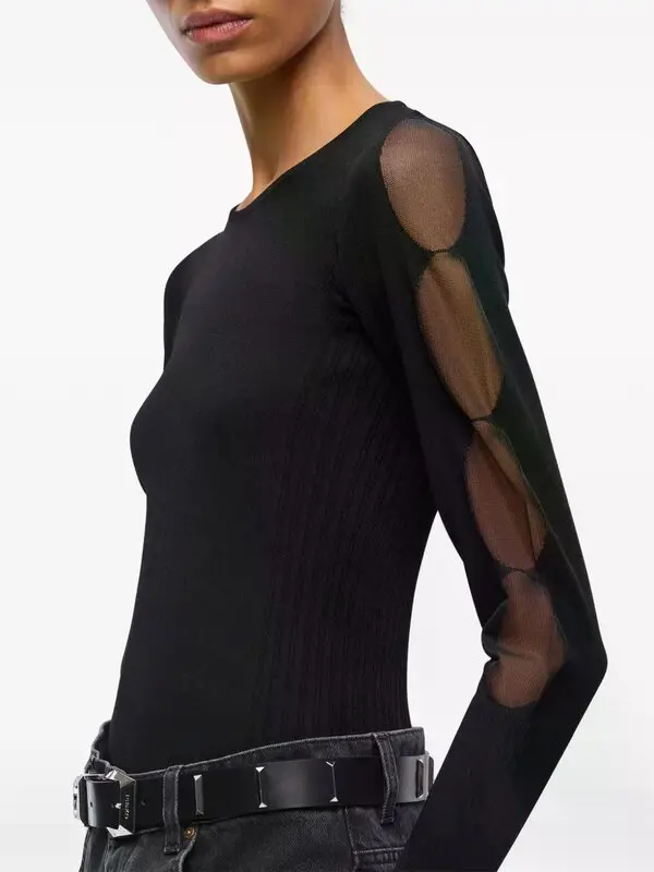 Pinko Lightweight Ribbed Sweater With Sheer Details