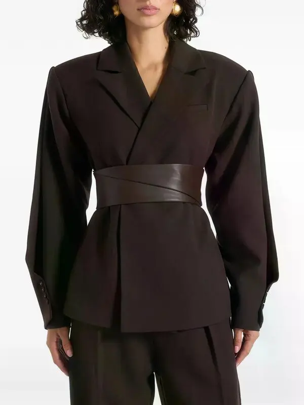 Manière De Voir Marie In Twist Sleeve Tailored Blazer With Belt - Brown