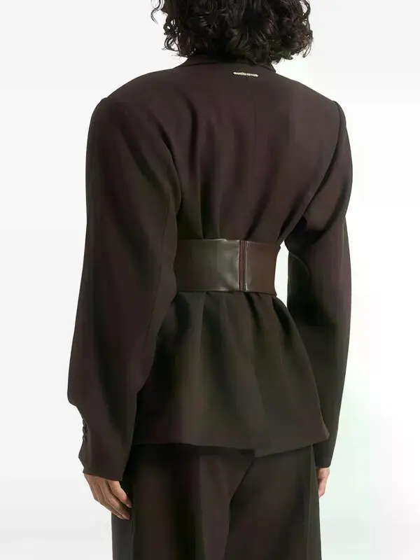 Manière De Voir Marie In Twist Sleeve Tailored Blazer With Belt - Brown