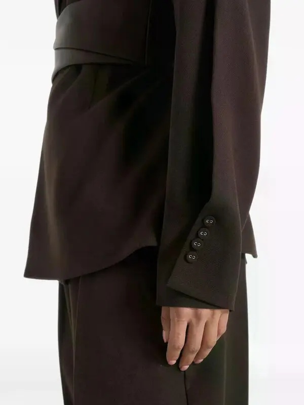 Manière De Voir Marie In Twist Sleeve Tailored Blazer With Belt - Brown