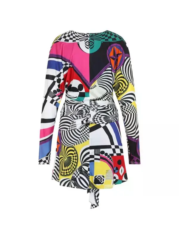 Versace Abstract-print Knot-detail Dress