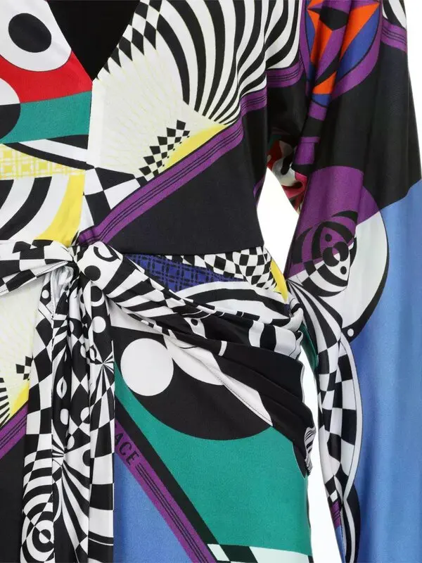 Versace Abstract-print Knot-detail Dress