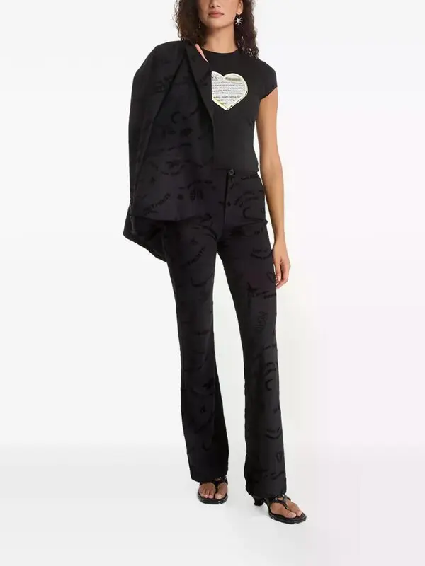 Desigual Flocked-monogram Flared Trousers