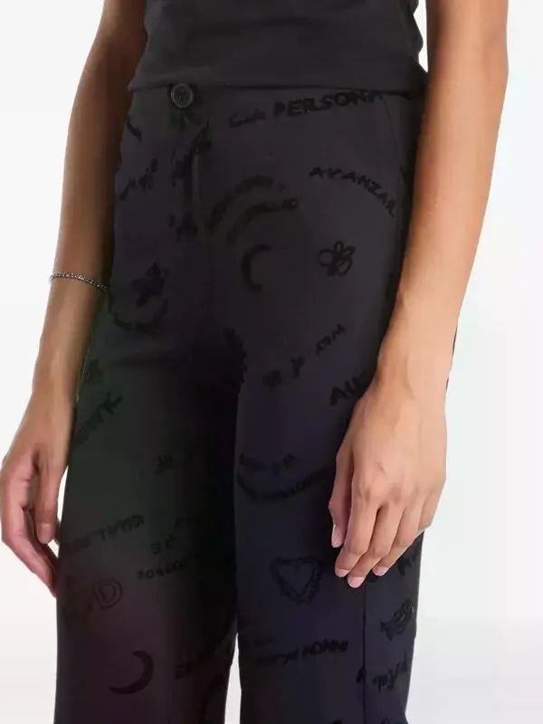 Desigual Flocked-monogram Flared Trousers