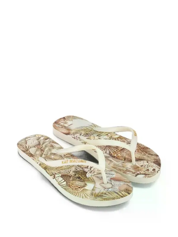 KAT MACONIE Sola Leaf-print Flip-flops - Neutrals