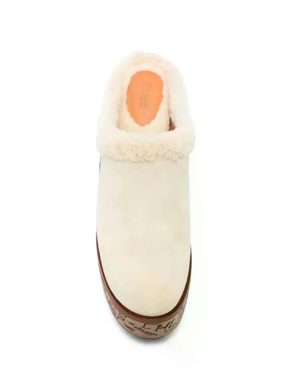 Chloé Maxime Shearling-trim Wedge Mules