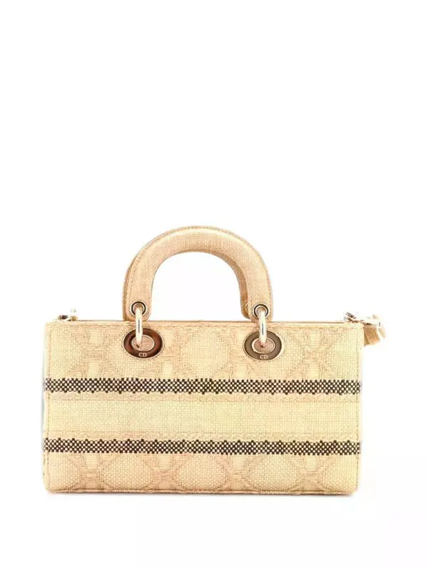 Dior Lady D-joy Bag Cannage Embroidered Raffia Medium Tote Bag