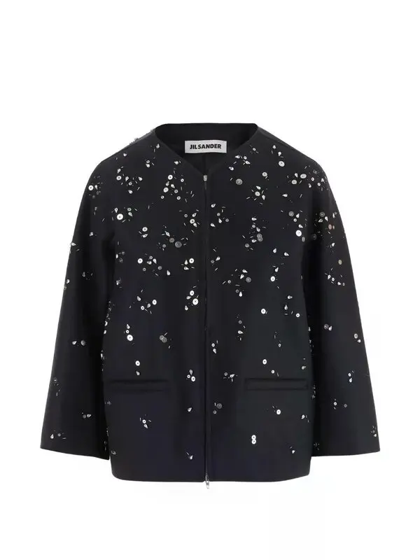 JIL SANDER Embellished Zip-up Wool Jacket - Blue