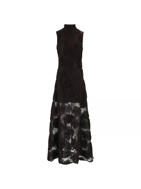 ROTATE BY BIRGER CHRISTENSEN 3d Flower Maxi Dress Dark - Brown