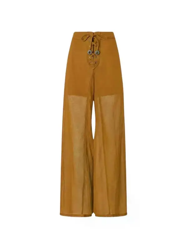 Pinko Lace-up Gabardine-panel Trousers - Brown