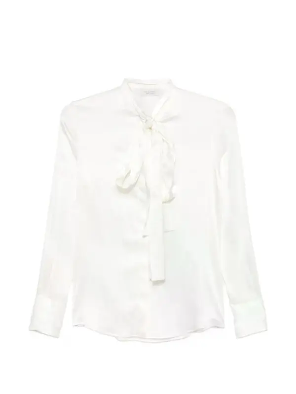 MAZZARELLI Pussy-bow Silk Blouse - White