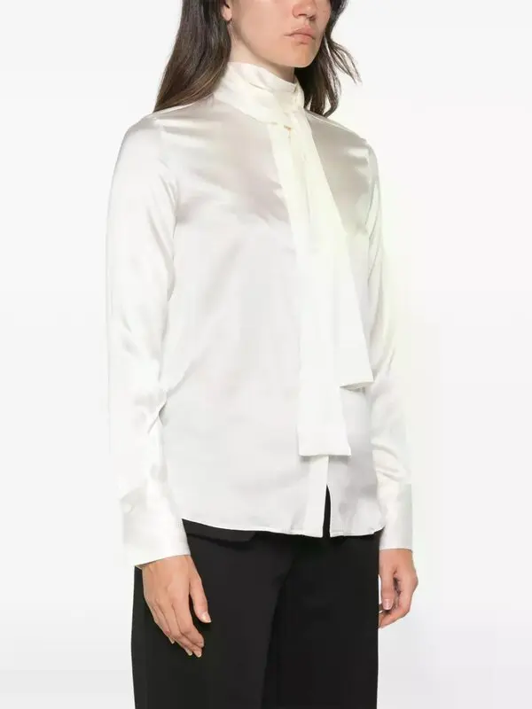 MAZZARELLI Pussy-bow Silk Blouse - White