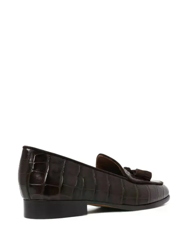 POLLINI Outline Belgian Crocodile-effect Tassel Loafers