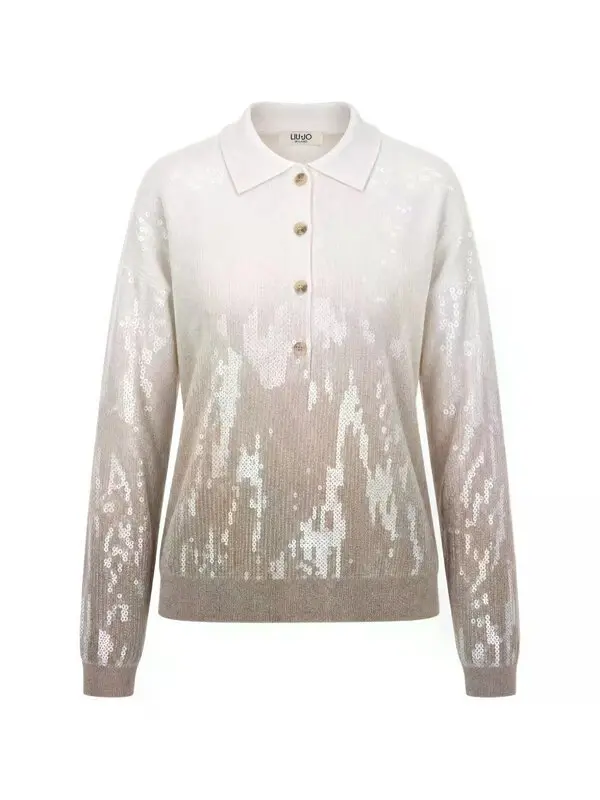Liu Jo Sequin-embellished Ombré Polo Shirt - White
