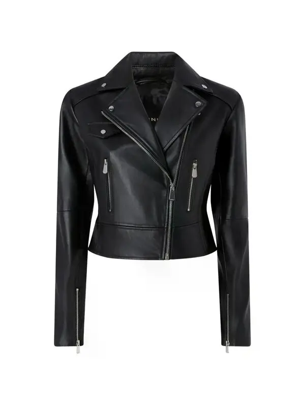 Pinko Nappa Leather Biker-style Jacket