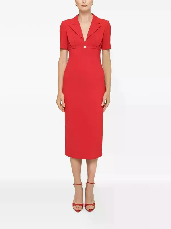 NISSA Fitted Midi Dress - Red