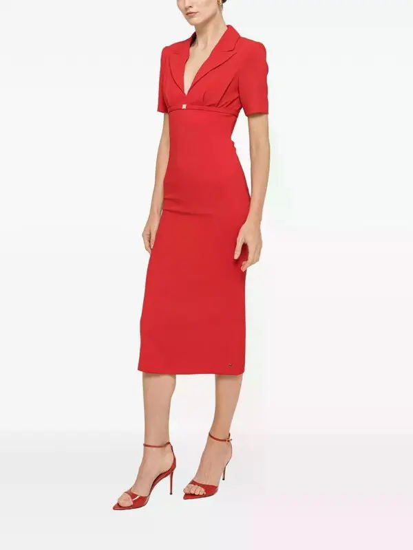 NISSA Fitted Midi Dress - Red