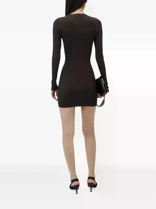 Alexander Wang Textured-logo Long-sleeve Crewneck Dress