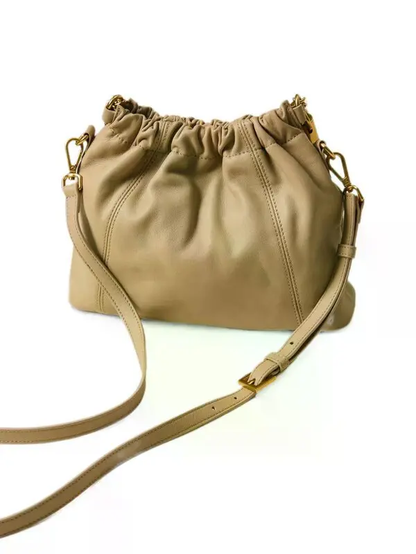 TWINSET Leather Shoulder Bag With Ruching And Chain Strap - Neutrals
