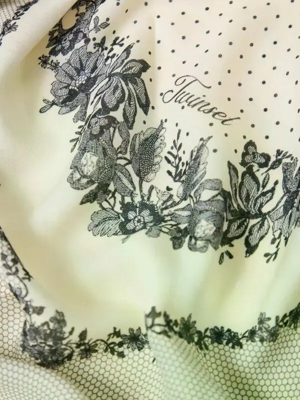TWINSET Polka-dot And Lace-print Kefiah