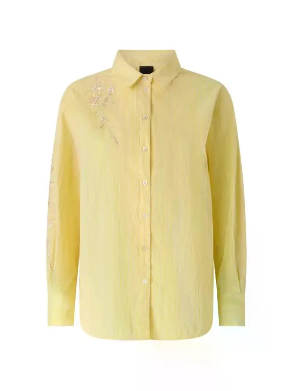 Pinko Striped Shirt With Floral Embroidery