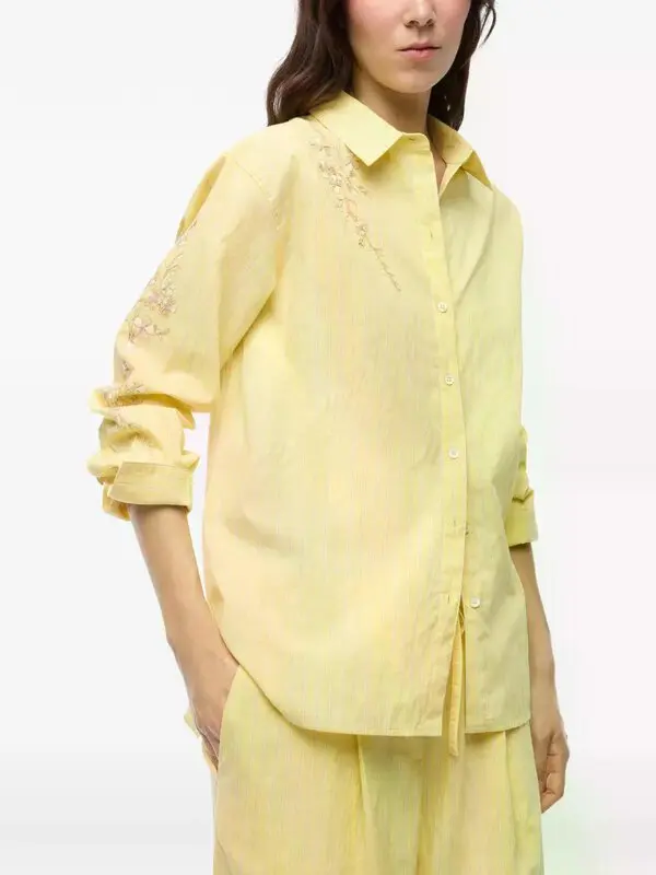 Pinko Striped Shirt With Floral Embroidery