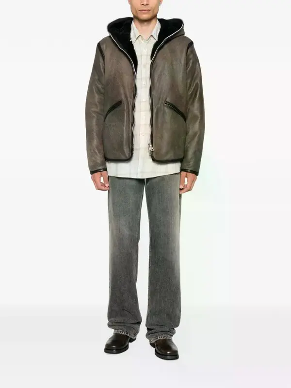 Our Legacy Shearling Zip-fastening Hooded Jacket - Grey