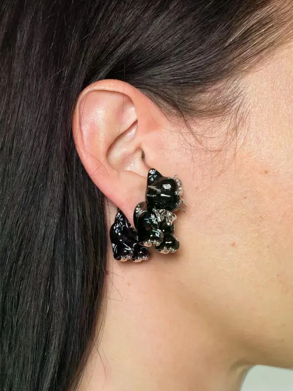 YVMIN Split Kitten Crystal-embellished Earrings