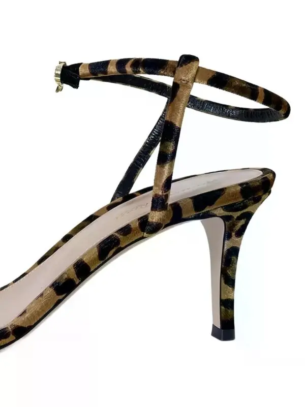 GIANVITO ROSSI Leopard-print Velvet Sandals - Brown