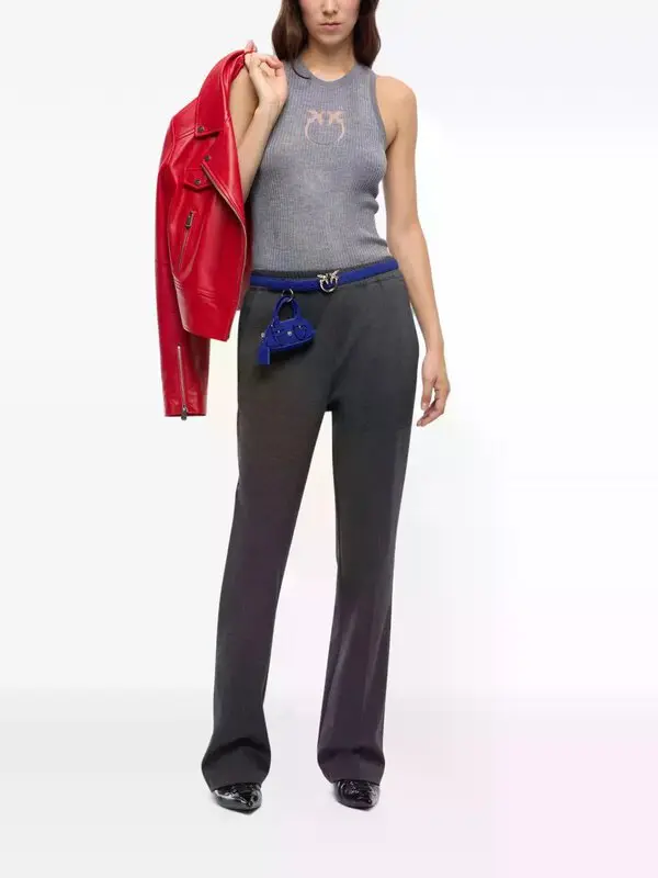 Pinko Ribbed Top With Sheer Love Birds Logo