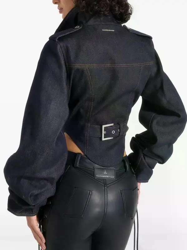 Manière De Voir Solange Denim Tacked Sleeve Corset Jacket