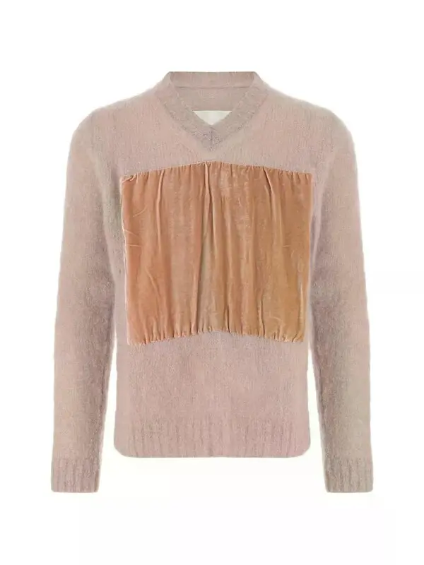 MAISON MARGIELA Velvet-panelled V-neck Sweater