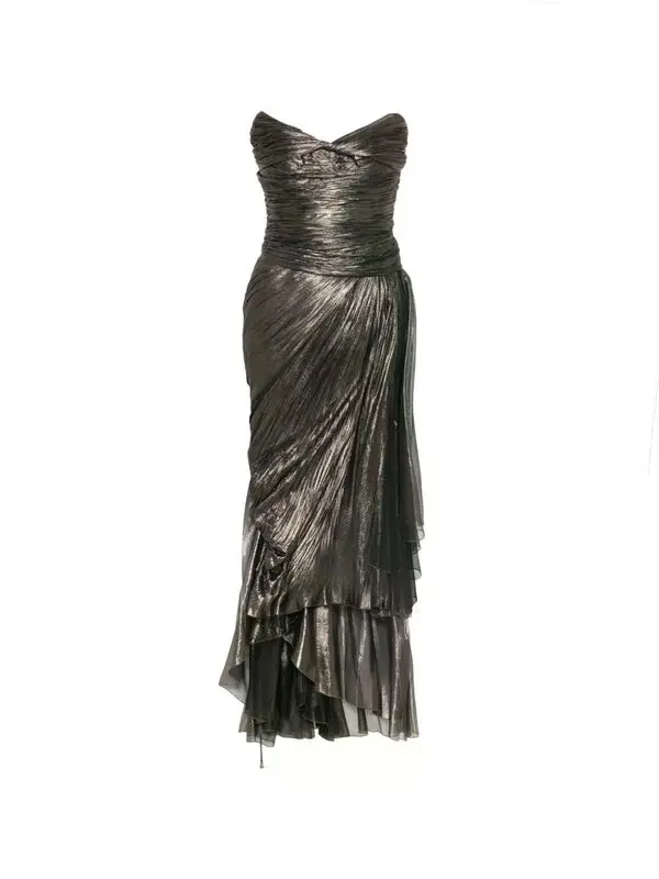 MARIA LUCIA HOHAN Metallic-effect Lace-up Dress - Grey