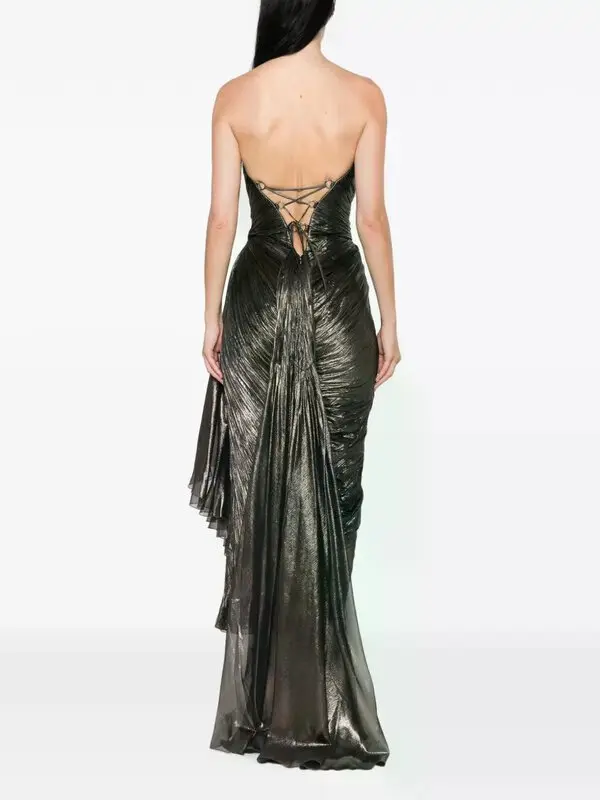 MARIA LUCIA HOHAN Metallic-effect Lace-up Dress
