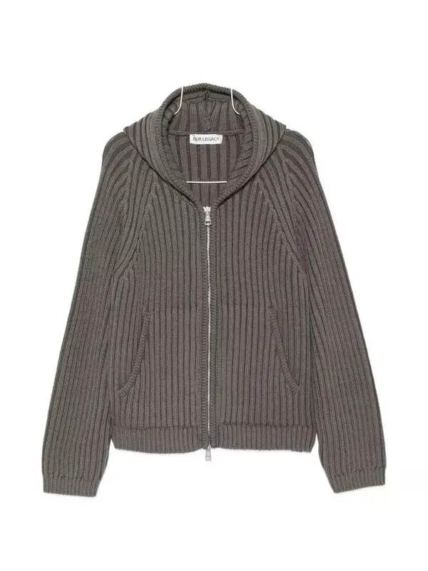 Our Legacy Level Ribbed-knit Hoodie Cardigan - Grey