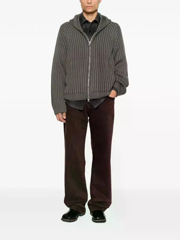 Our Legacy Level Ribbed-knit Hoodie Cardigan