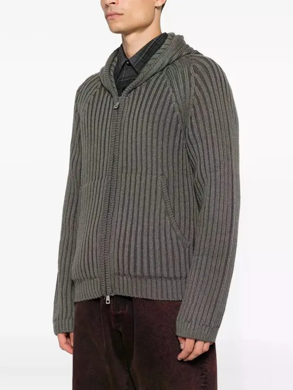 Our Legacy Level Ribbed-knit Hoodie Cardigan