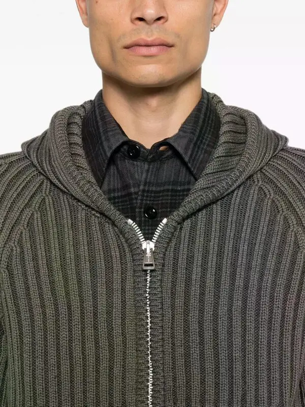 Our Legacy Level Ribbed-knit Hoodie Cardigan