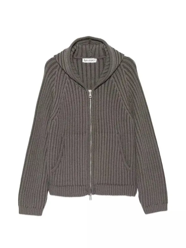 Our Legacy Level Ribbed-knit Hoodie Cardigan - Grey