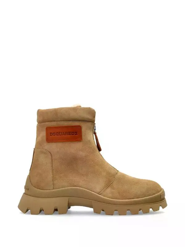 Dsquared2 Logo-patch Suede Boots - Neutrals