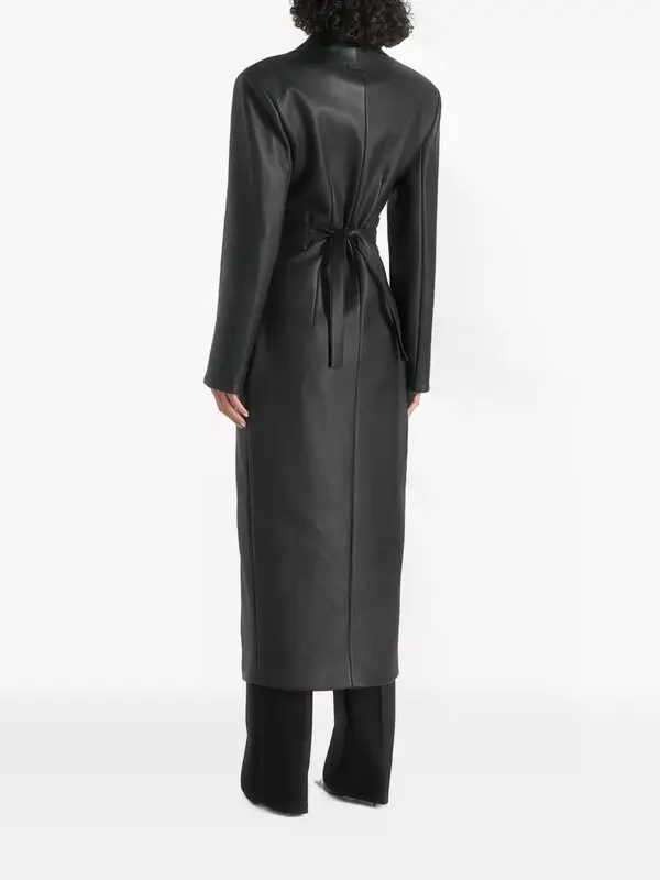 Manière De Voir Esma Leather Asymmetric Coat With Cinch Belt