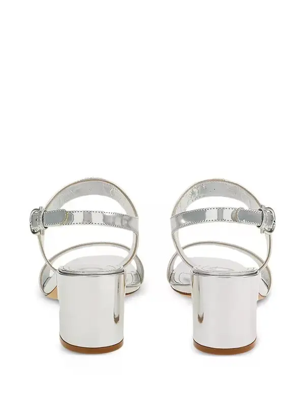 FERRAGAMO Gancini Metallic Leather Sandals