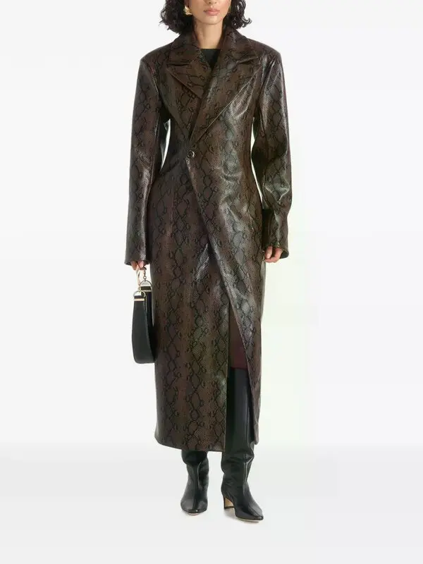 Manière De Voir Esma Python Asymmetric Coat With Cinch Belt