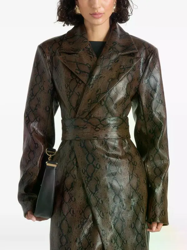 Manière De Voir Esma Python Asymmetric Coat With Cinch Belt