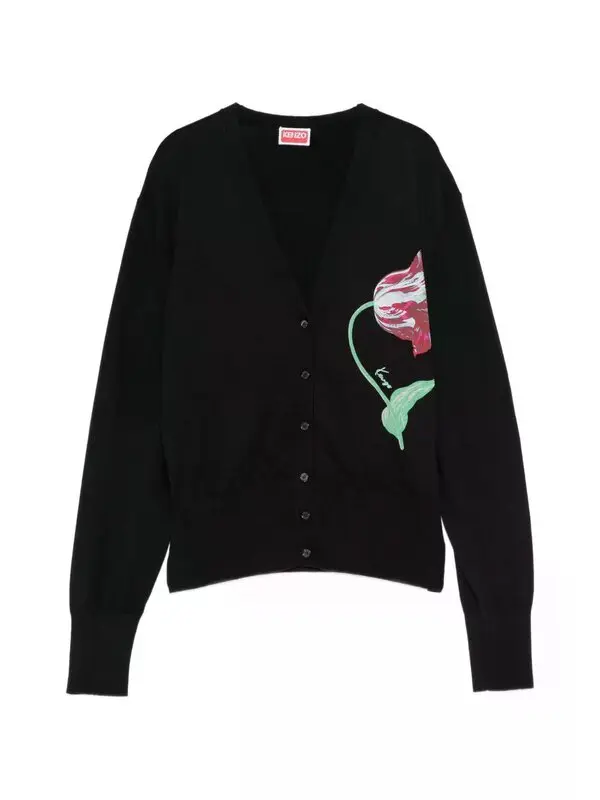 Kenzo Floral-intarsia V-neck Cardigan