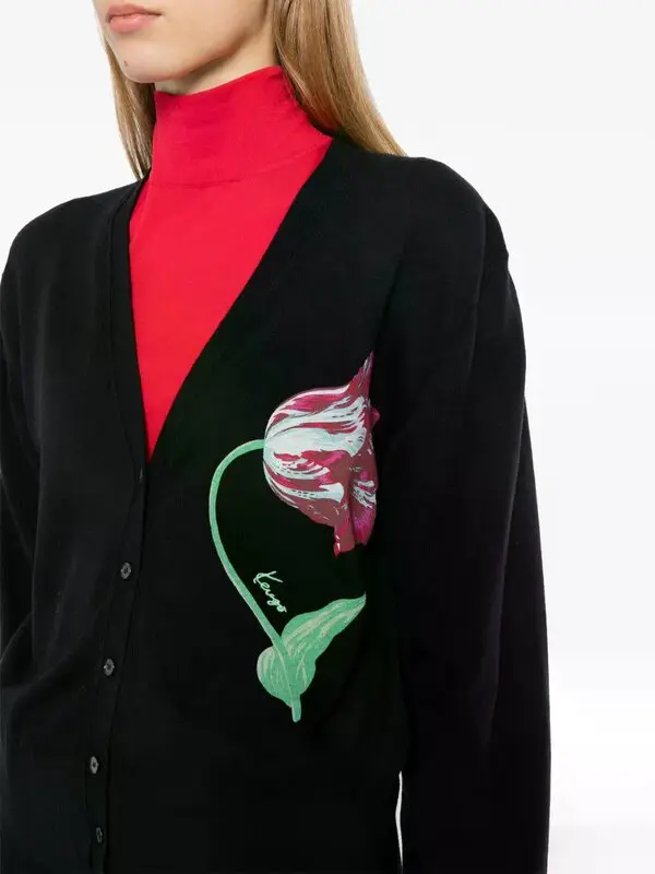 Kenzo Floral-intarsia V-neck Cardigan