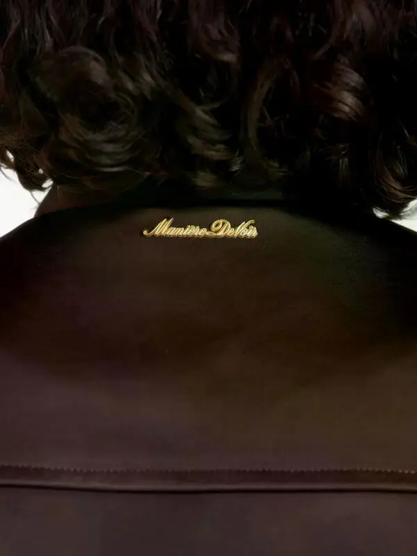 Manière De Voir Monique Satin Wide-shoulder Bomber Jacket - Brown