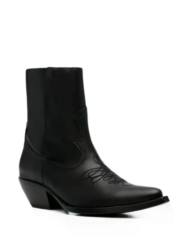 Amiri Embroidered Leather Boots - Black