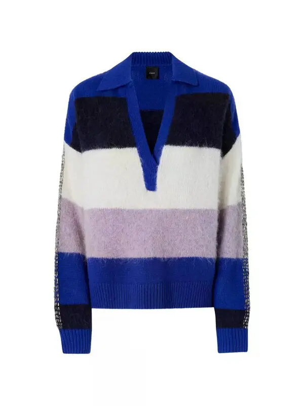 Pinko Striped Stud-embellished Sweater - Blue