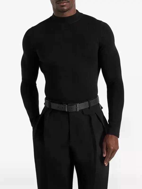 Manière De Voir Fitted Mock Neck Wool-blend Jumper - Black